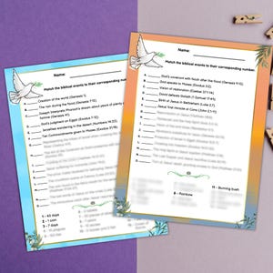 Biblical Match Activity Bible Worksheets for Adults Knowledge Christian ...