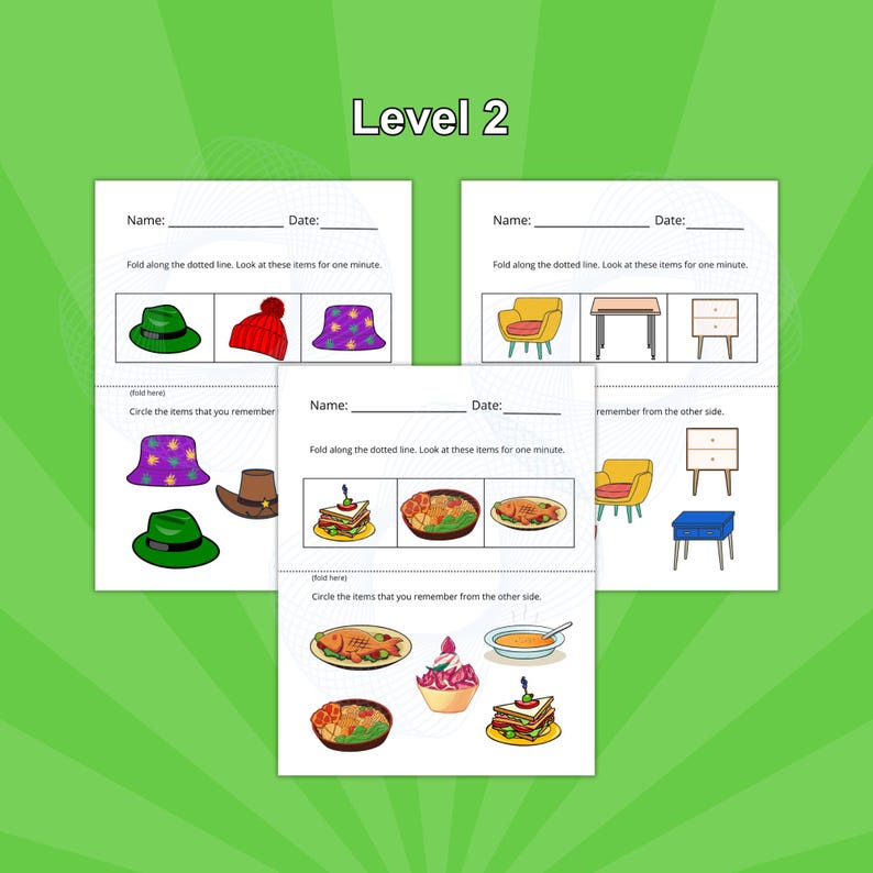 Memory Exercise Worksheet Bundle Dementia Activities Cognitive ...