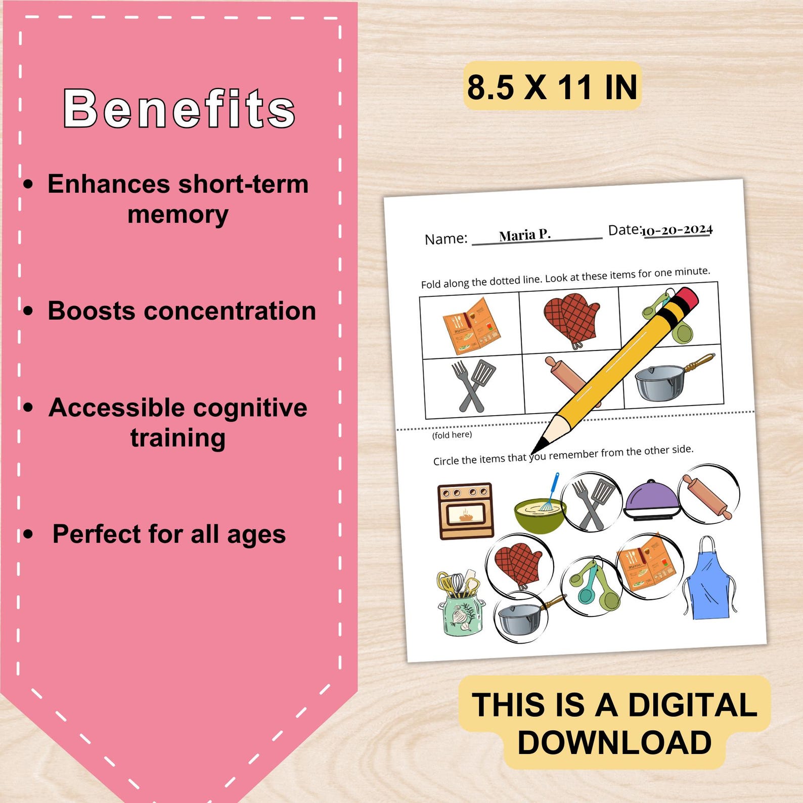 Memory Exercise Worksheet Bundle Dementia Activities Cognitive ...