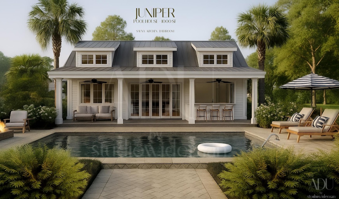 Pool House Plan – Coastal ADU With Sauna (floor Plan PDF) - Etsy Australia