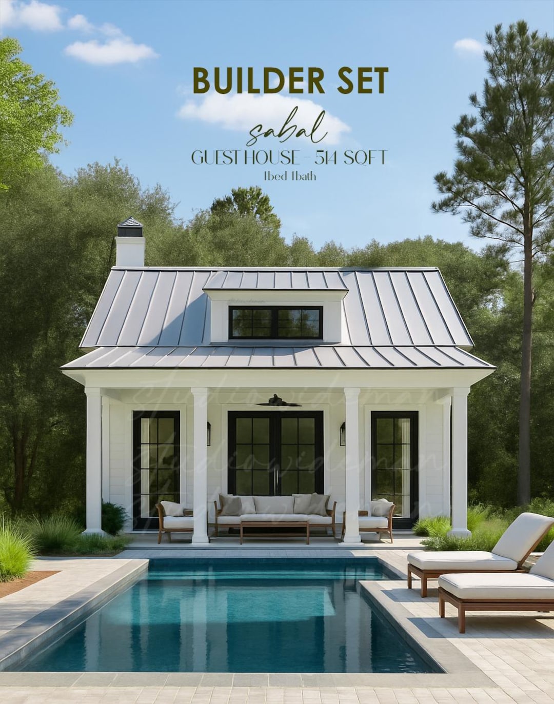 Coastal Cottage Pool House ADU –514 SF Southern Guest House 1 Bed 1 ...