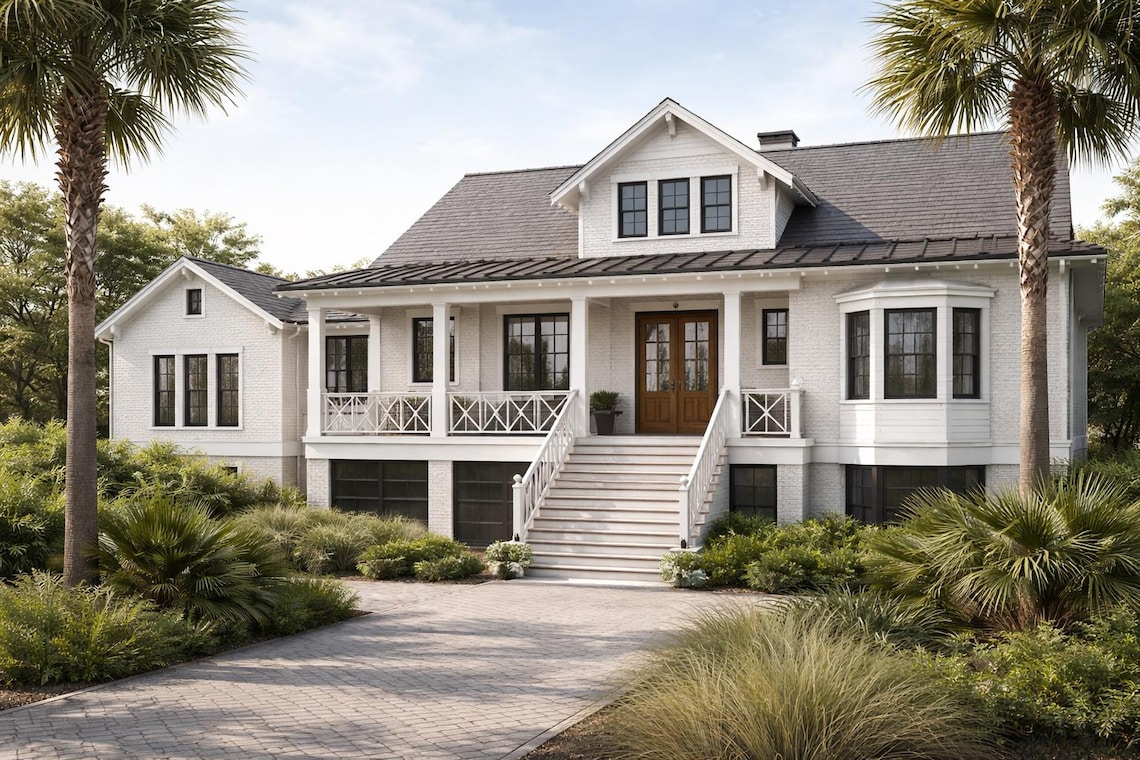 Raised Coastal Cottage House Plan 2150 Sq Ft – 3 Bed 2.5 Bath – 2 Car ...