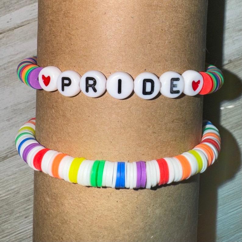 Set of 2 Pride Clay Bead Bracelets Pride Month Rainbow Bracelets Pride ...