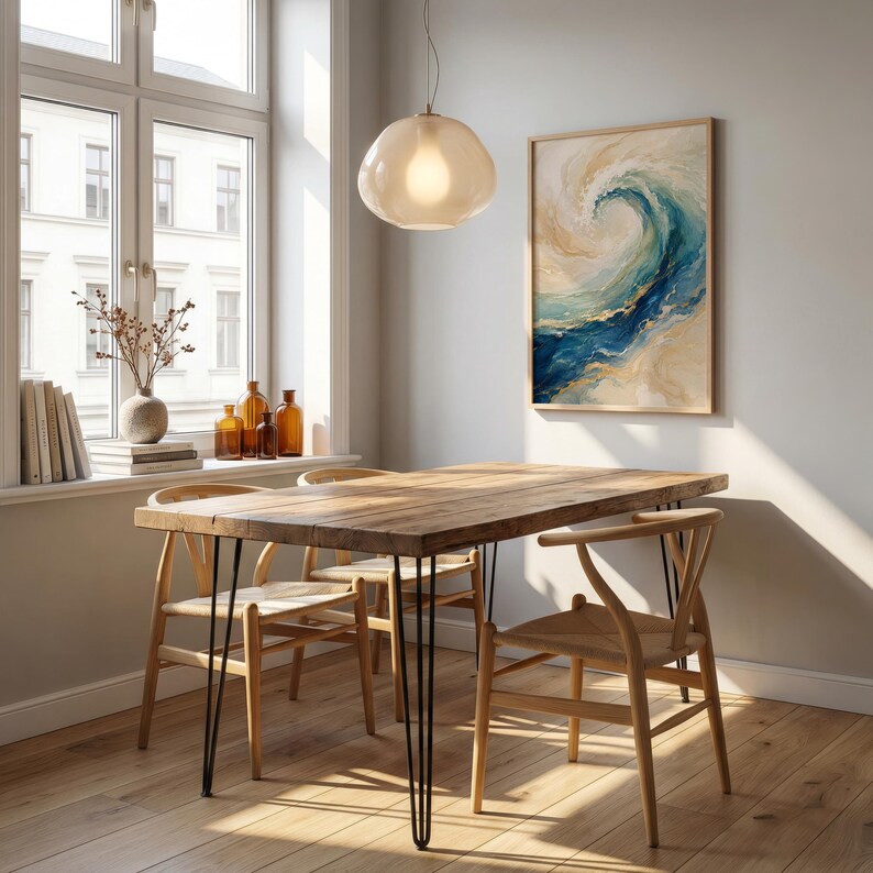 Ocean Wave Wall Art, Coastal Blue Abstract Art, Beach House Decor ...