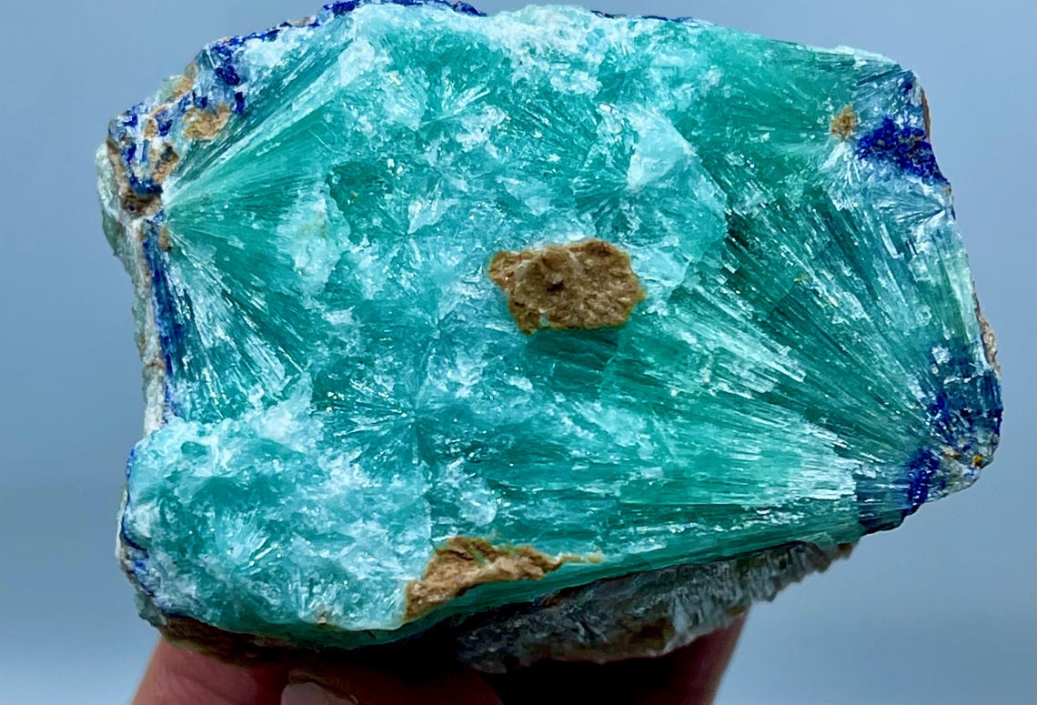 101g Sky-blue Aragonite & Lazurite Crystal Cluster – Stunning Flower ...