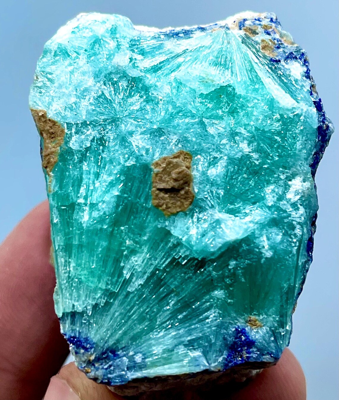 101g Sky-blue Aragonite & Lazurite Crystal Cluster – Stunning Flower ...