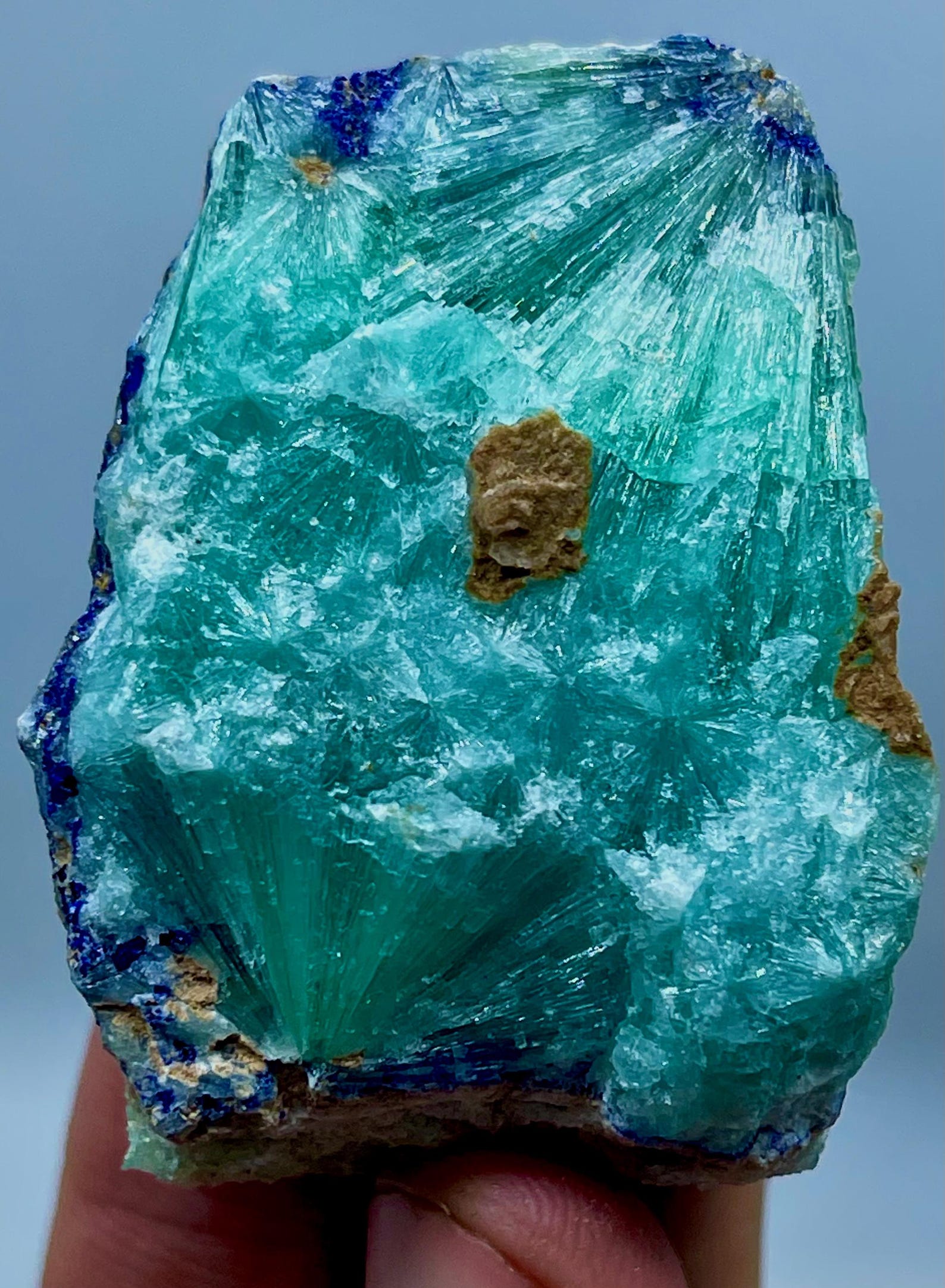 101g Sky-blue Aragonite & Lazurite Crystal Cluster – Stunning Flower ...