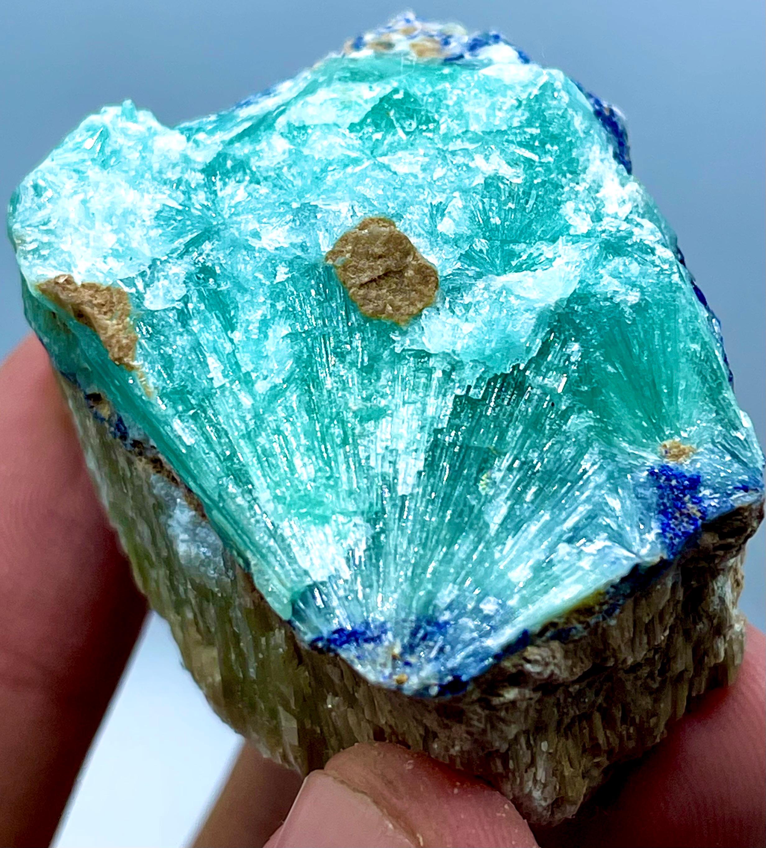 101g Sky-blue Aragonite & Lazurite Crystal Cluster – Stunning Flower ...