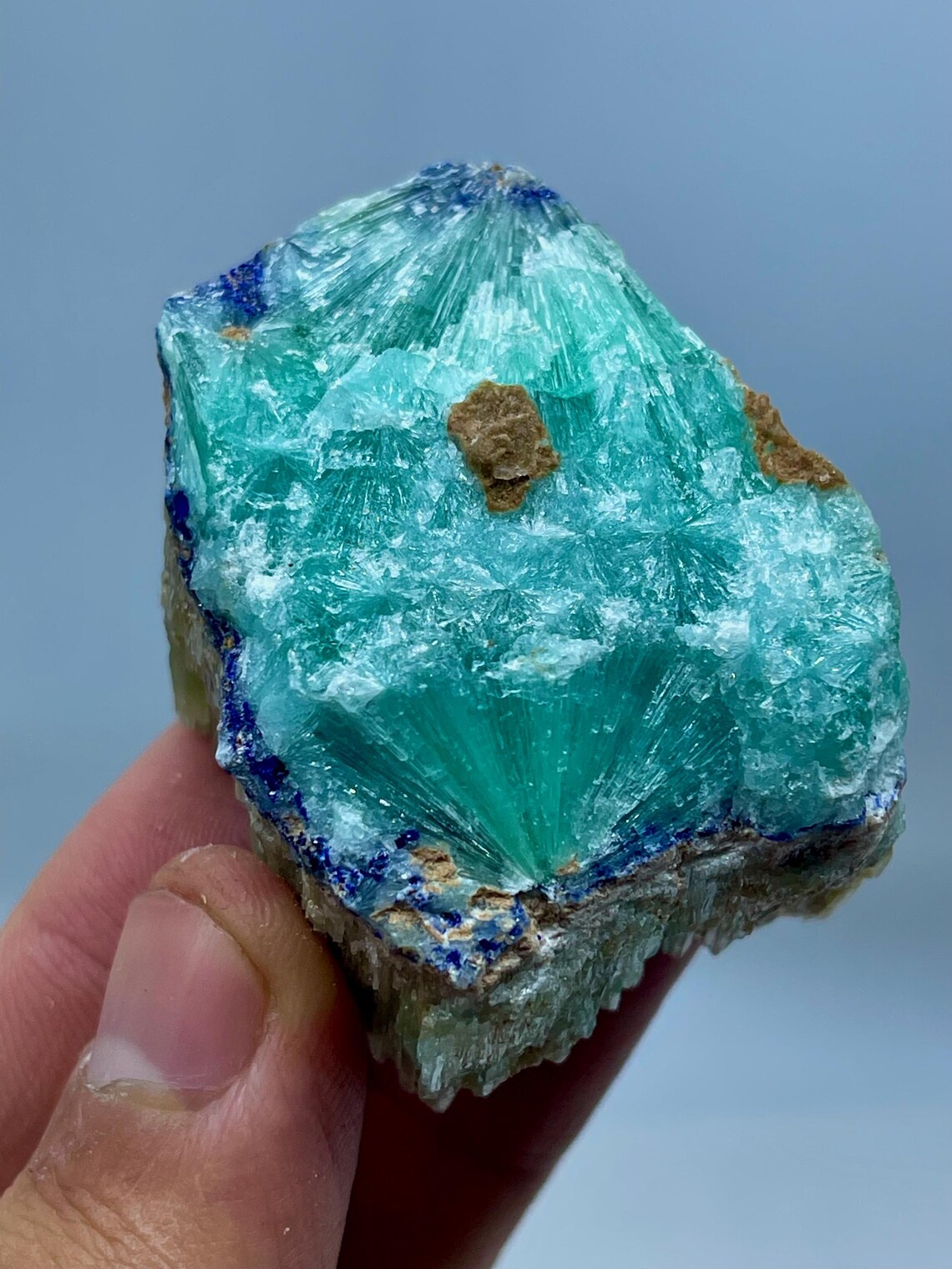 101g Sky-blue Aragonite & Lazurite Crystal Cluster – Stunning Flower ...