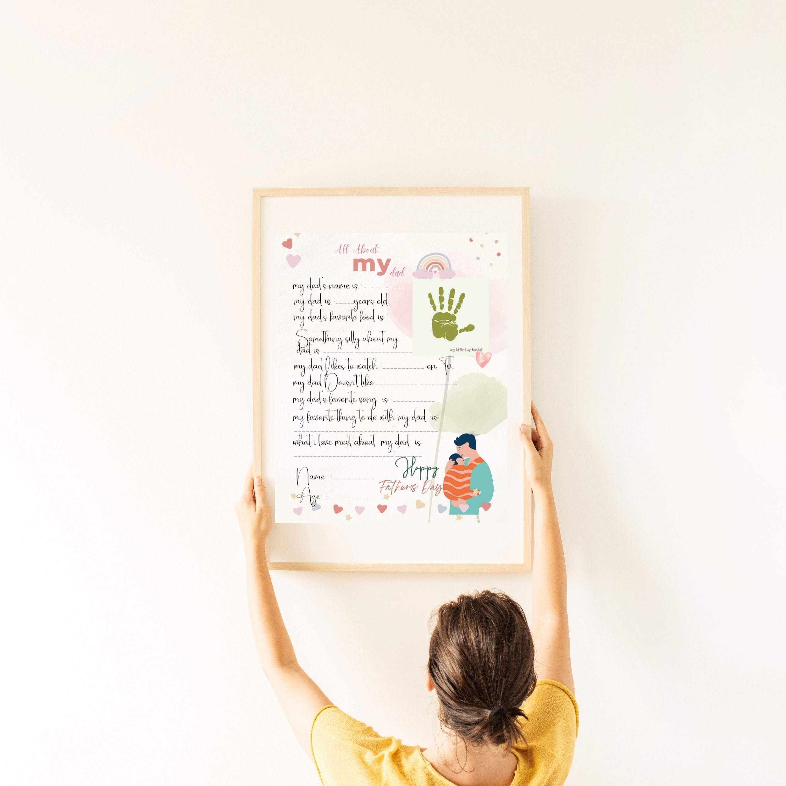 Father's Day Handprint Art Craft father's Day Questionnaire ...