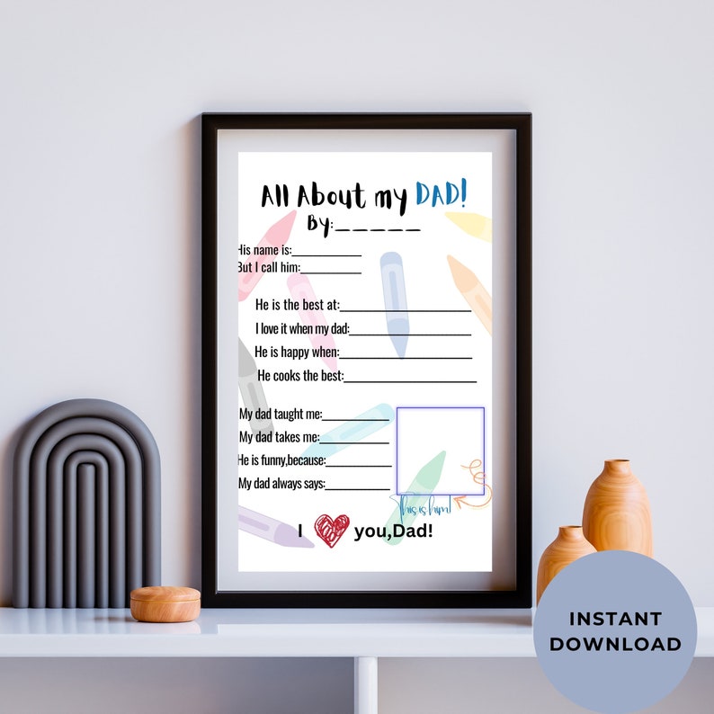 All About My Dad Printable, Fathers Day Gift From Kids Interview, Dad ...