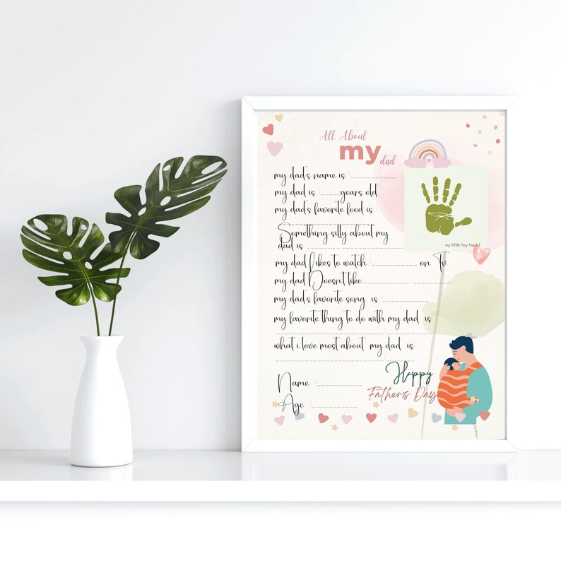 Father's Day Handprint Art Craft |father's Day Questionnaire ...