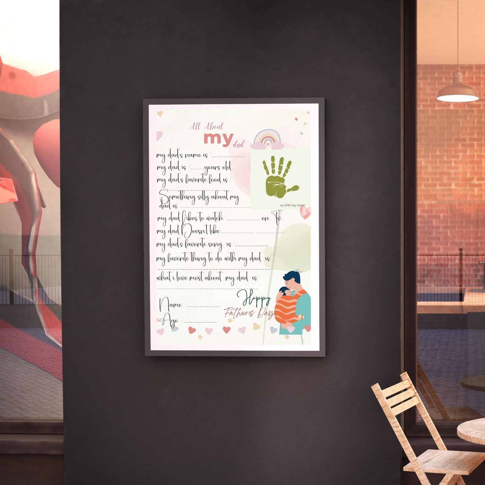 Father's Day Handprint Art Craft |father's Day Questionnaire ...