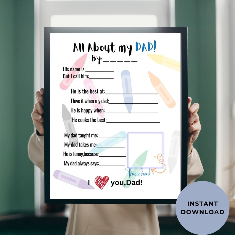 All About My Dad Printable, Fathers Day Gift From Kids Interview, Dad ...