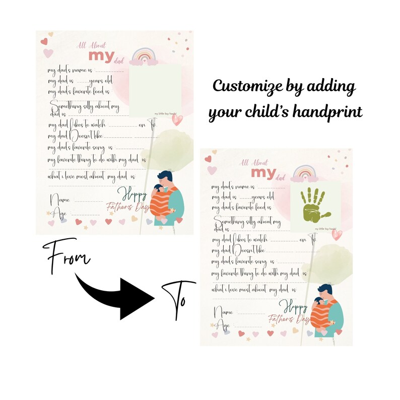 Father's Day Handprint Art Craft |father's Day Questionnaire ...