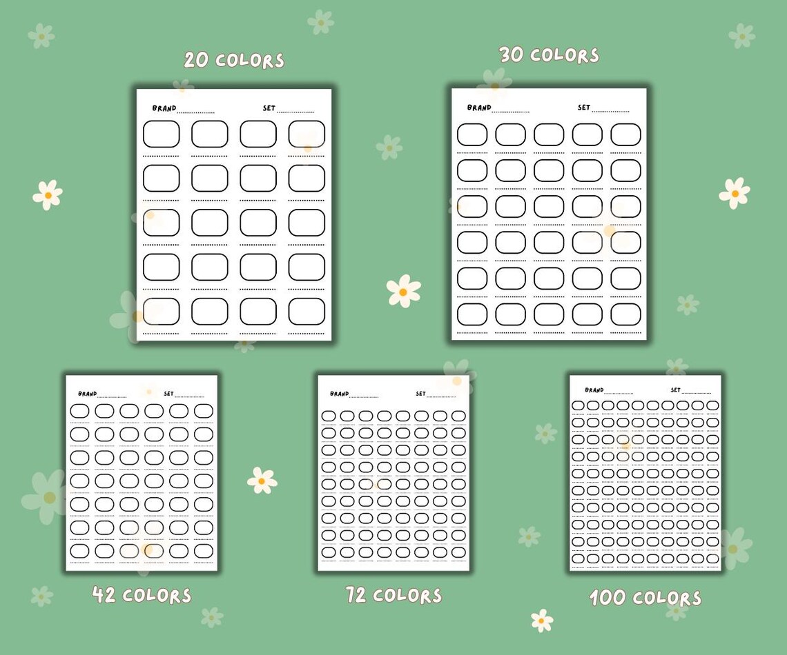 Printable Marker Color Swatch Chart, 5 Test Sheets (PDF) - Etsy