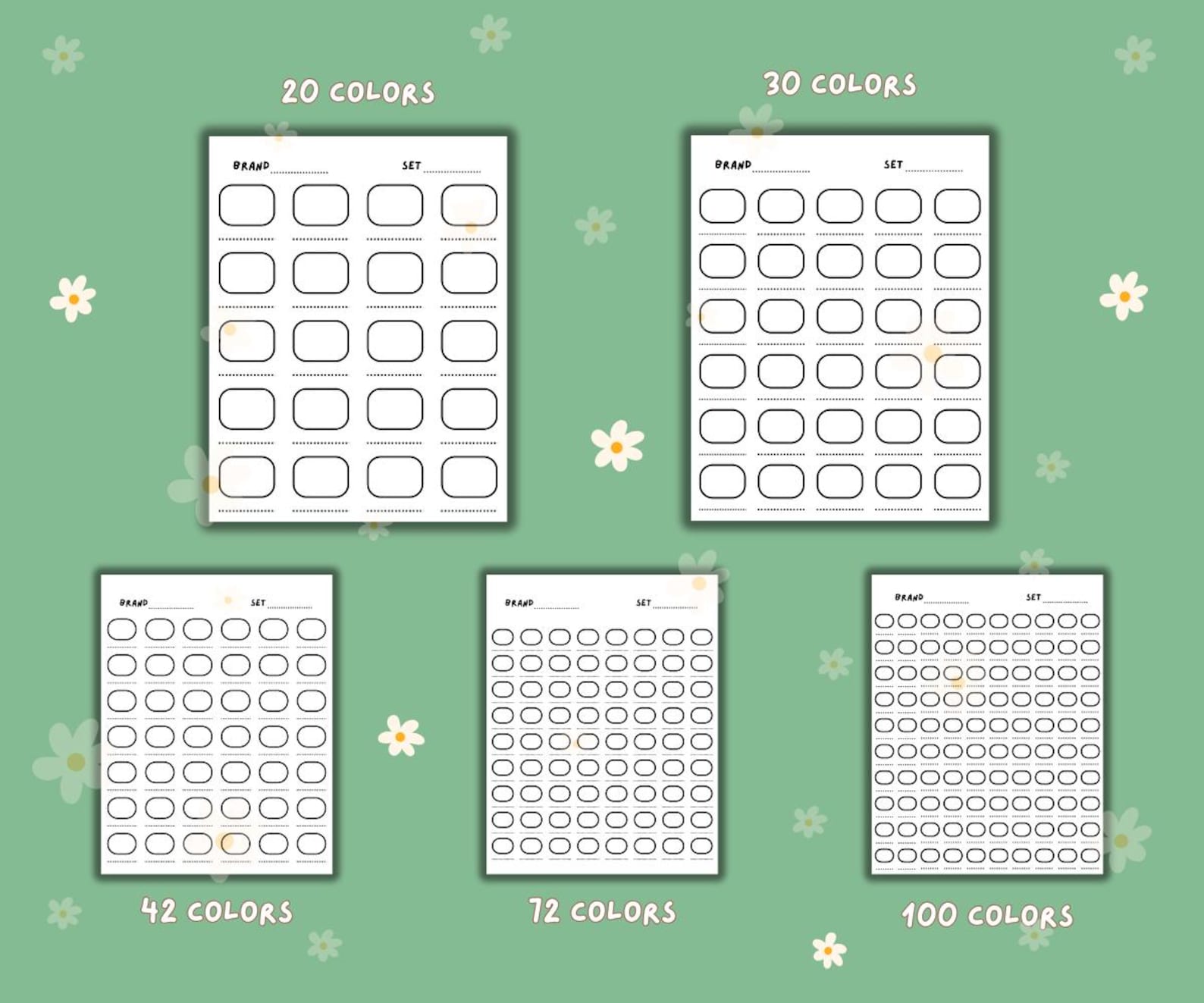 Printable Marker Color Swatch Chart, 5 Test Sheets (PDF) - Etsy