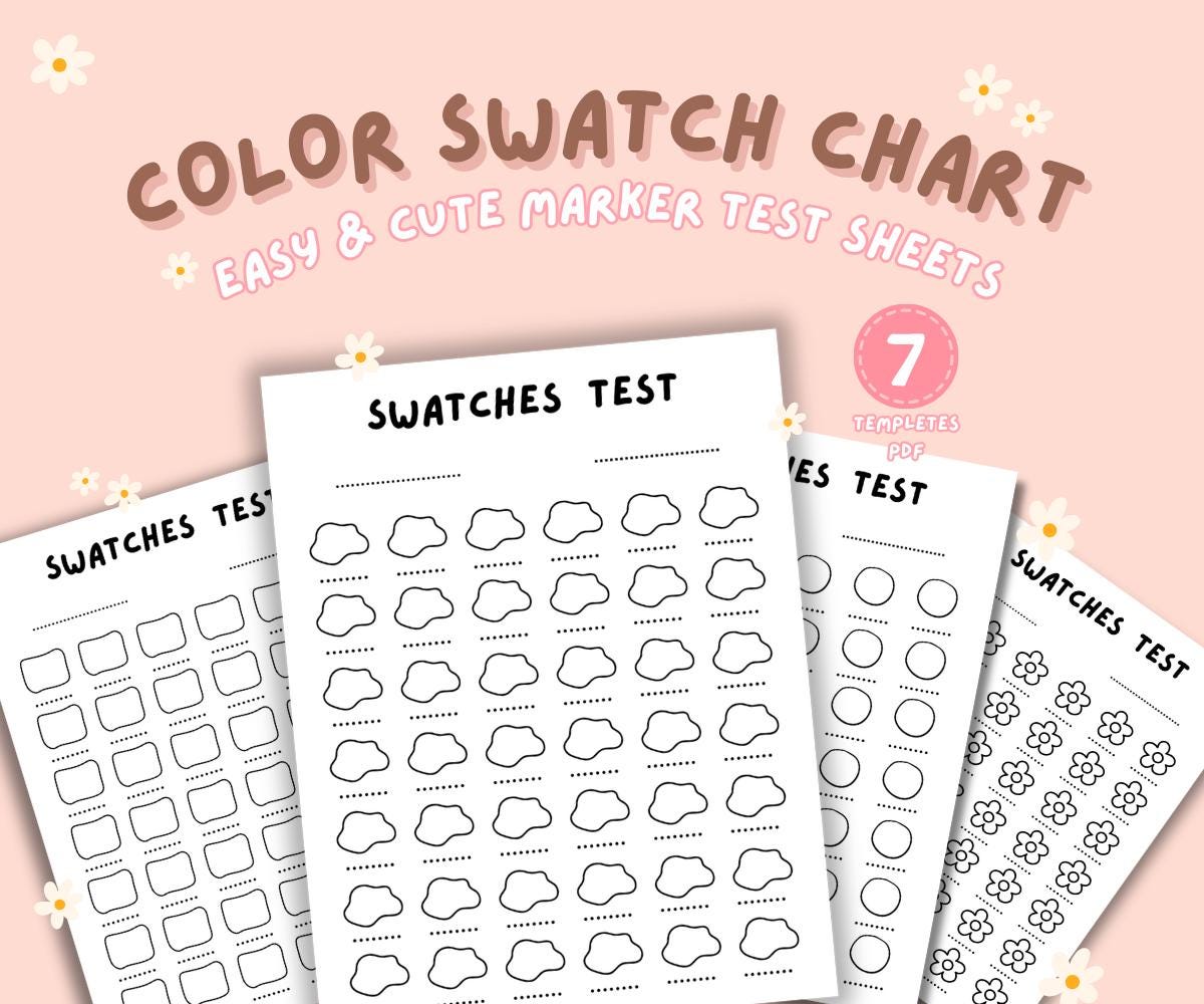 Color Swatch Chart, Marker Test Sheets (PDF) - Etsy