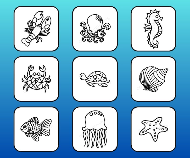 Cute Aquatic Animal Coloring Pages | 9 Printable Simple and Bold ...