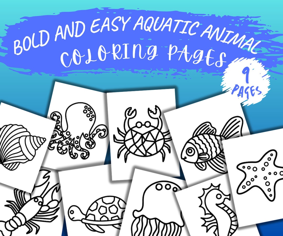 Cute Aquatic Animal Coloring Pages | 9 Printable Simple and Bold ...