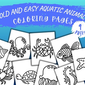 Cute Aquatic Animal Coloring Pages | 9 Printable Simple and Bold ...