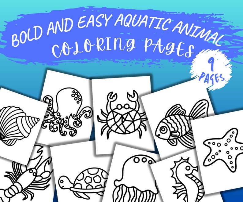 Cute Aquatic Animal Coloring Pages | 9 Printable Simple and Bold ...