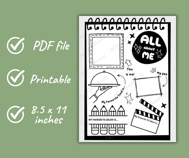 All About Me Printable Worksheet Preschool / All About Me Coloring Page ...