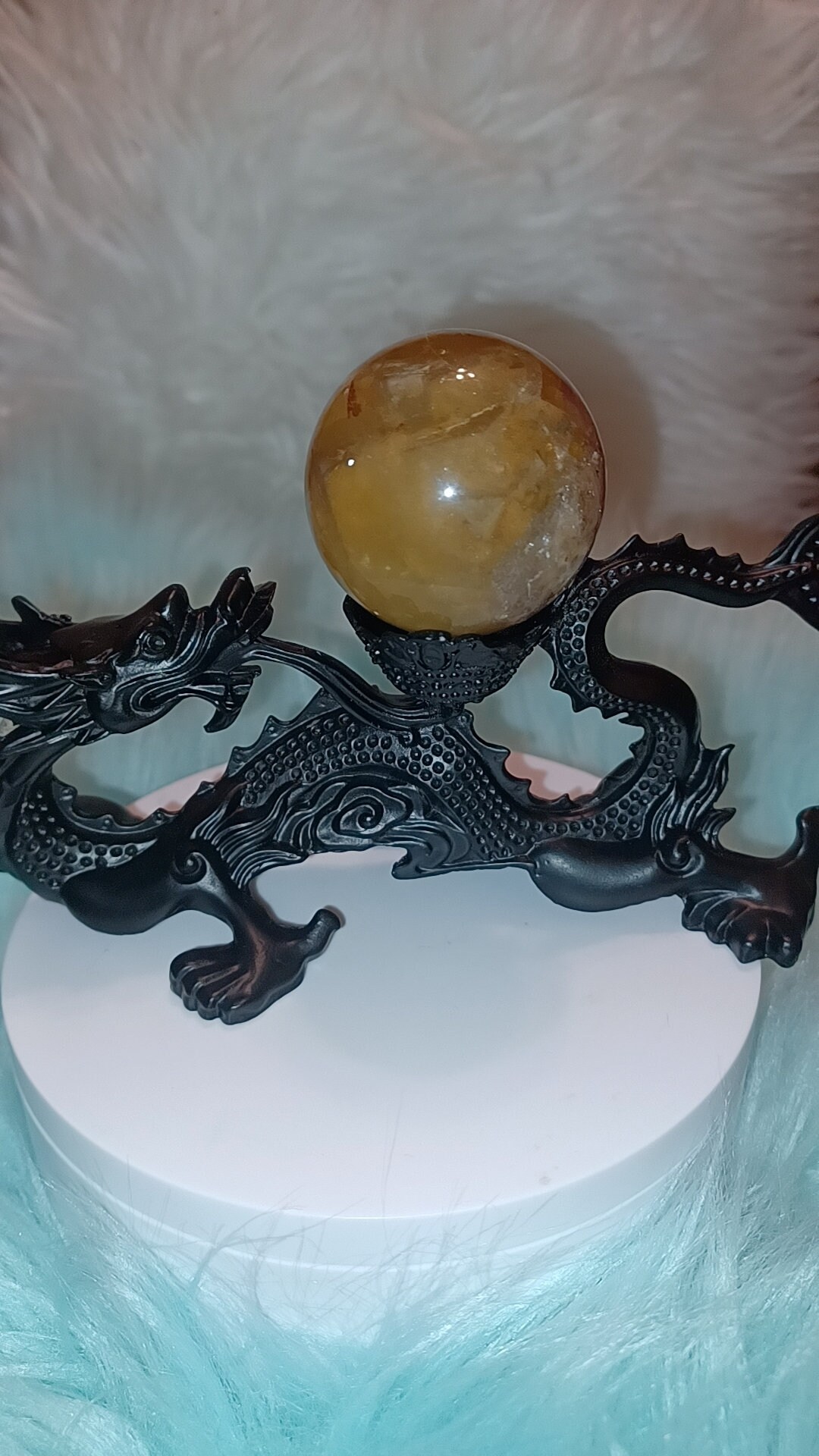 Metal Black Dragon Sphere Holder Includes Small Gorgeous Agate Sphere ...