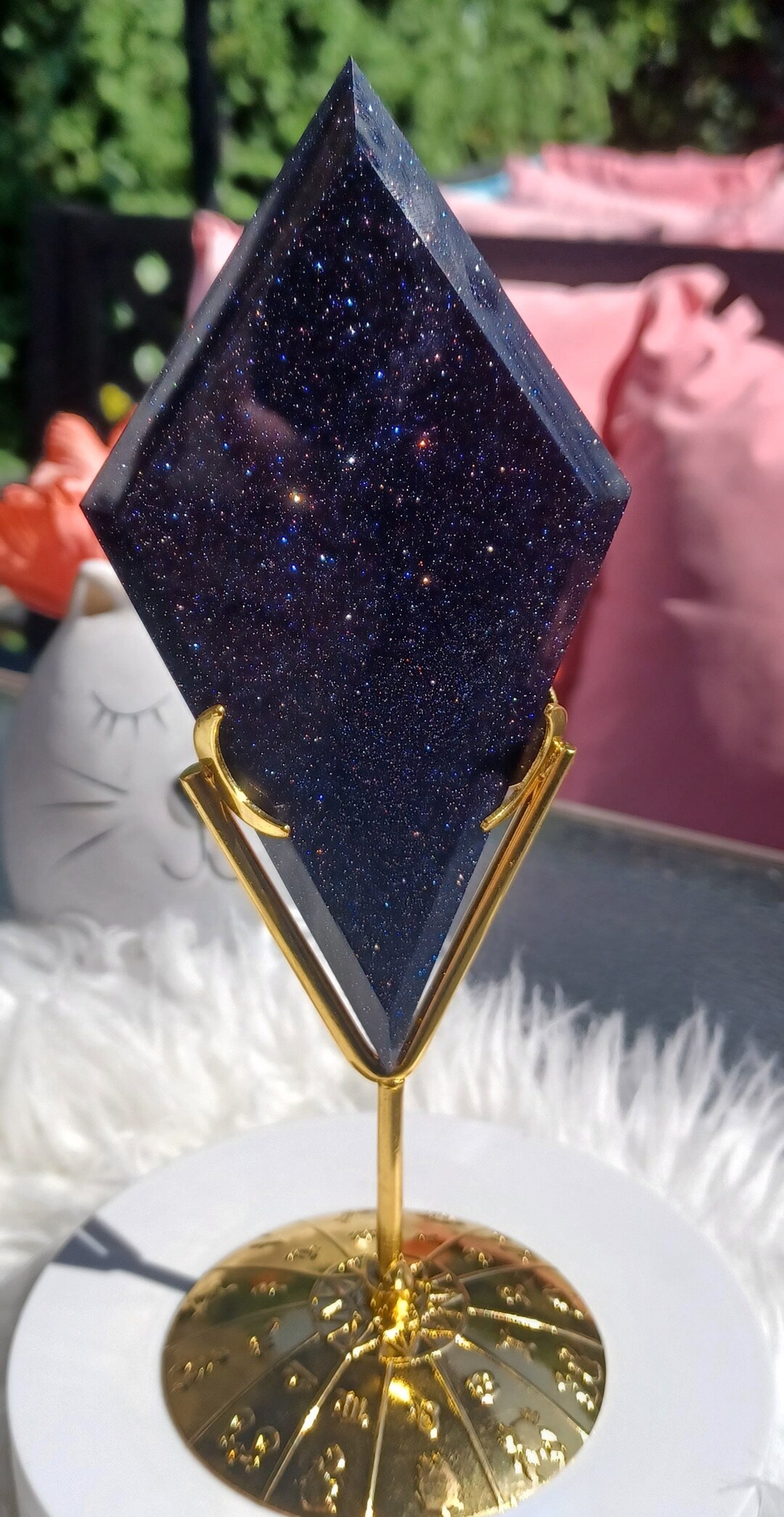 Blue Sandstone Diamond Shaped Carving Includes Astrological Stand - Etsy