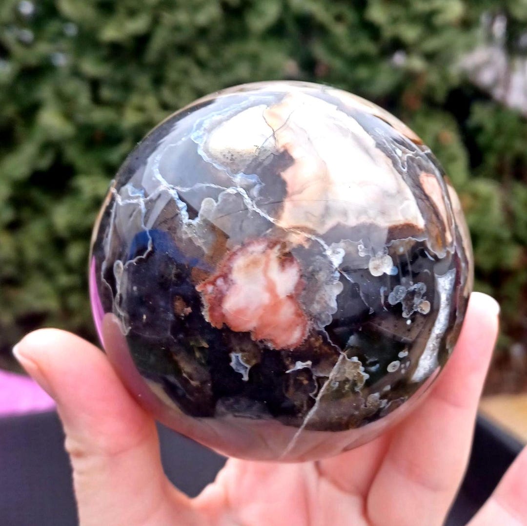 Large Beautiful Volcanic Agate Sphere Glows Green Under UV - Etsy