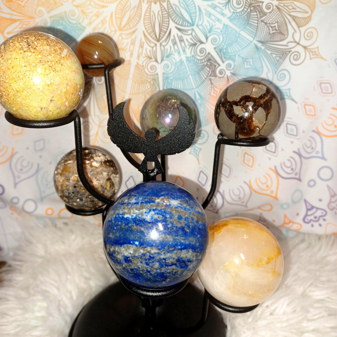 Gorgeous Black Metal 7 Sphere Holder With Adjustable Arms. Includes ALL ...