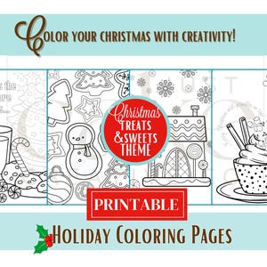 Printable Holiday Coloring Pages, DIGITAL FILE - PDF Christmas Coloring ...