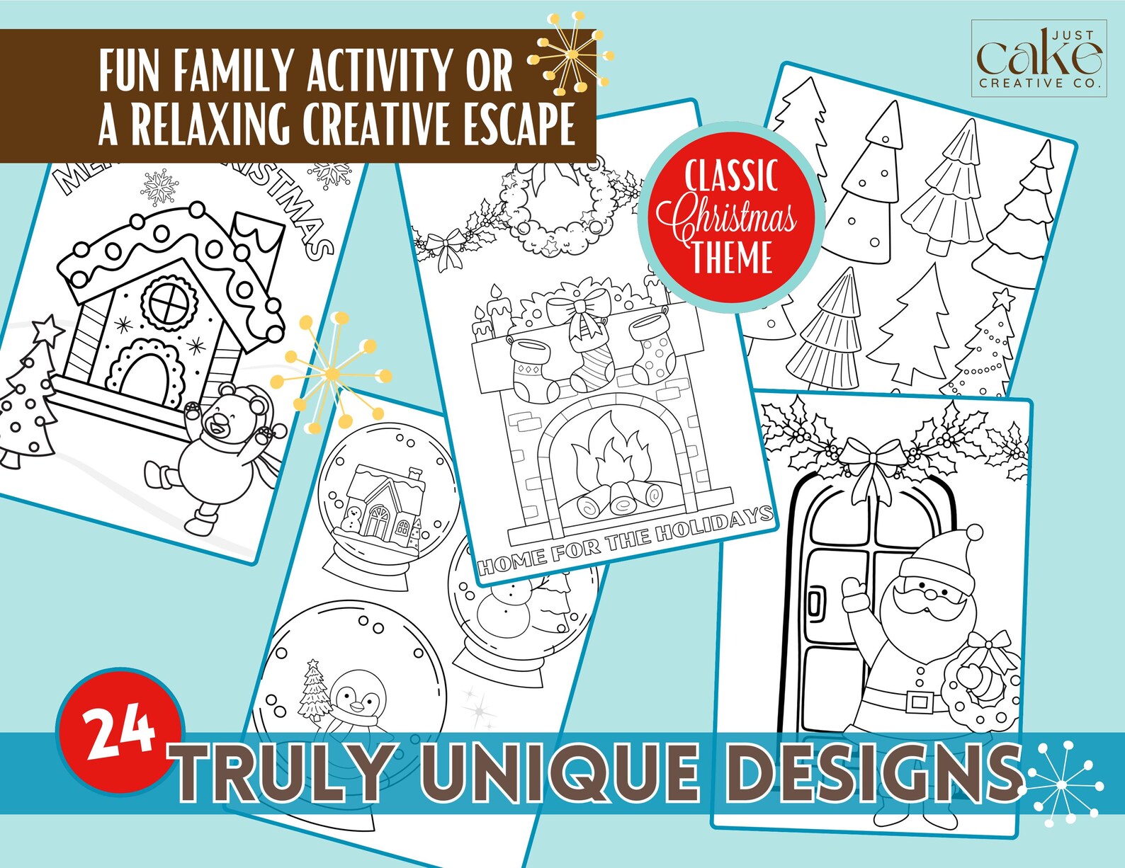Printable Classic Christmas Coloring Pages, DIGITAL FILE Coloring Book ...
