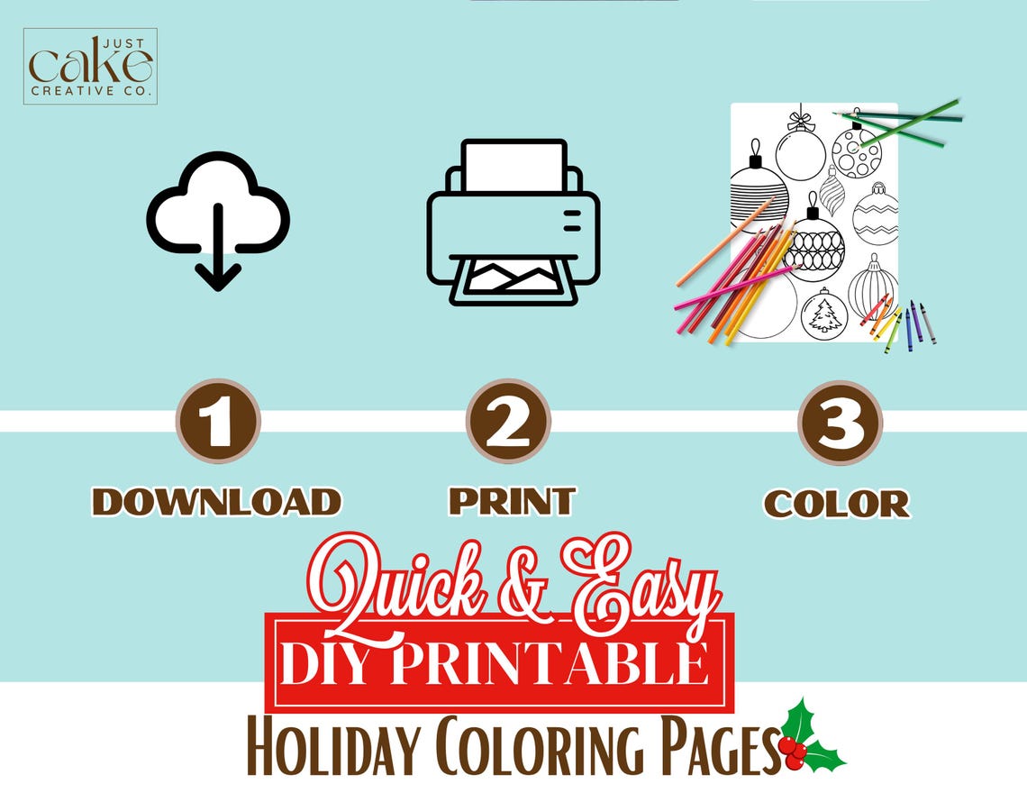 Printable Classic Christmas Coloring Pages, DIGITAL FILE Coloring Book ...