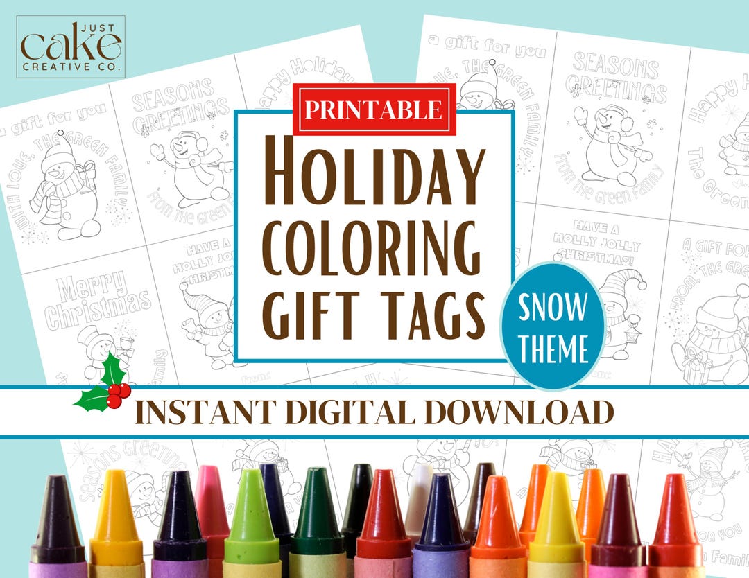 Printable Gift Tags Christmas Coloring - Snowman Themed Kids Crafting ...