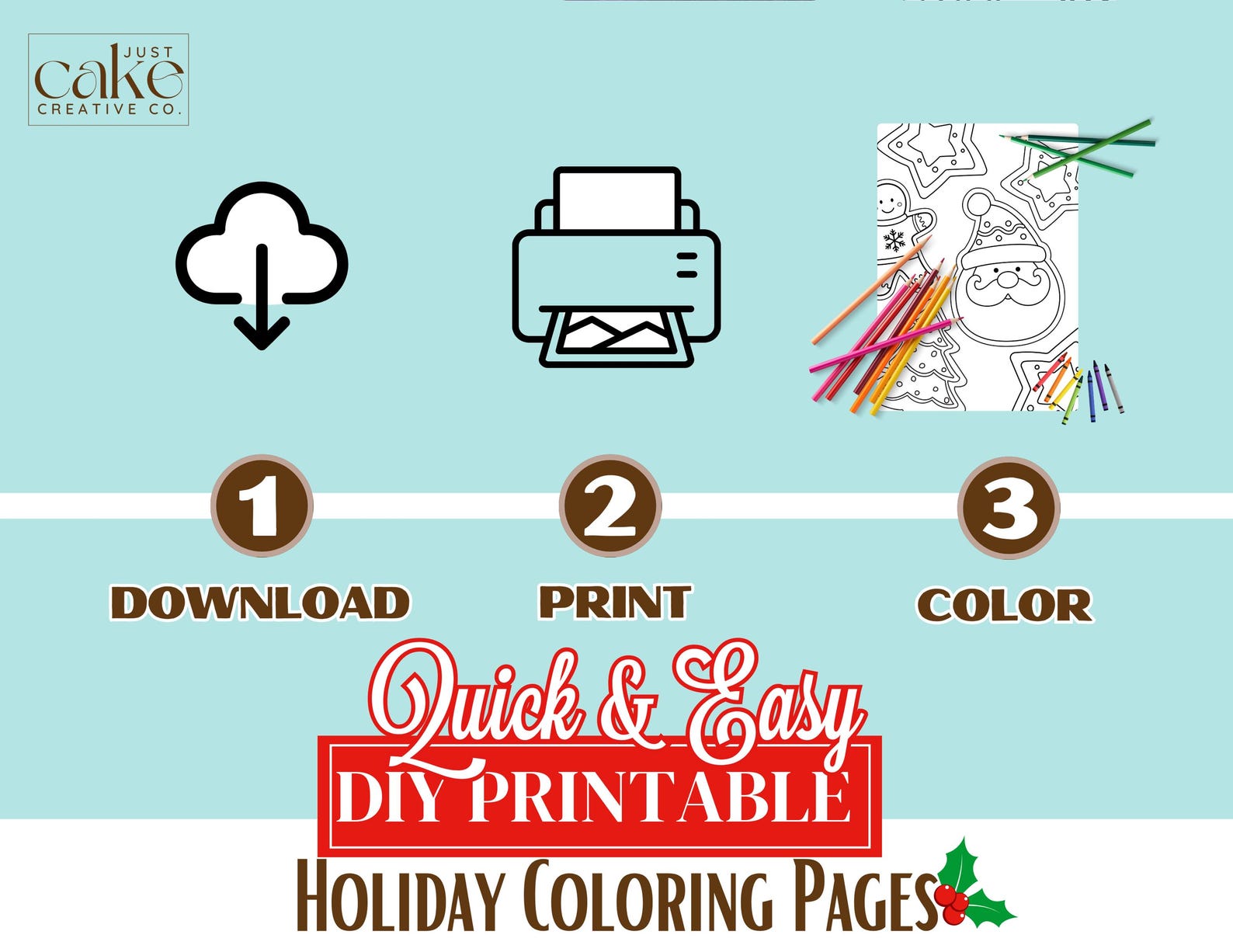 Printable Holiday Coloring Pages, DIGITAL FILE - PDF Christmas Coloring ...