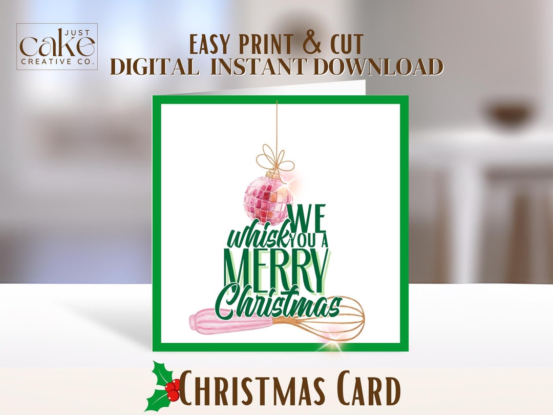 Printable We Whisk You A Merry Christmas Card DIGITAL FILE Holiday Card ...