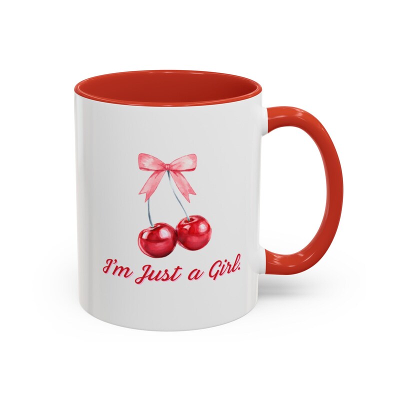 I'm Just a Girl Ceramic Mug Cute Cherry Design Girly Pop Y2K Aesthetic ...