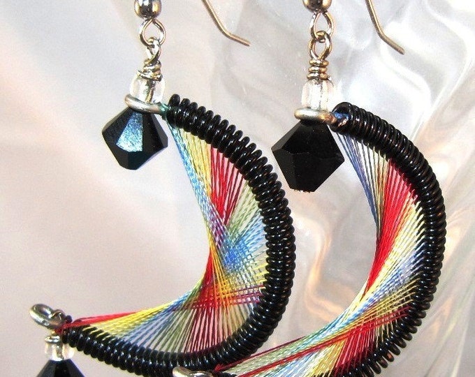 Half Moon Peruvian Style Thread String Art Earring - Etsy