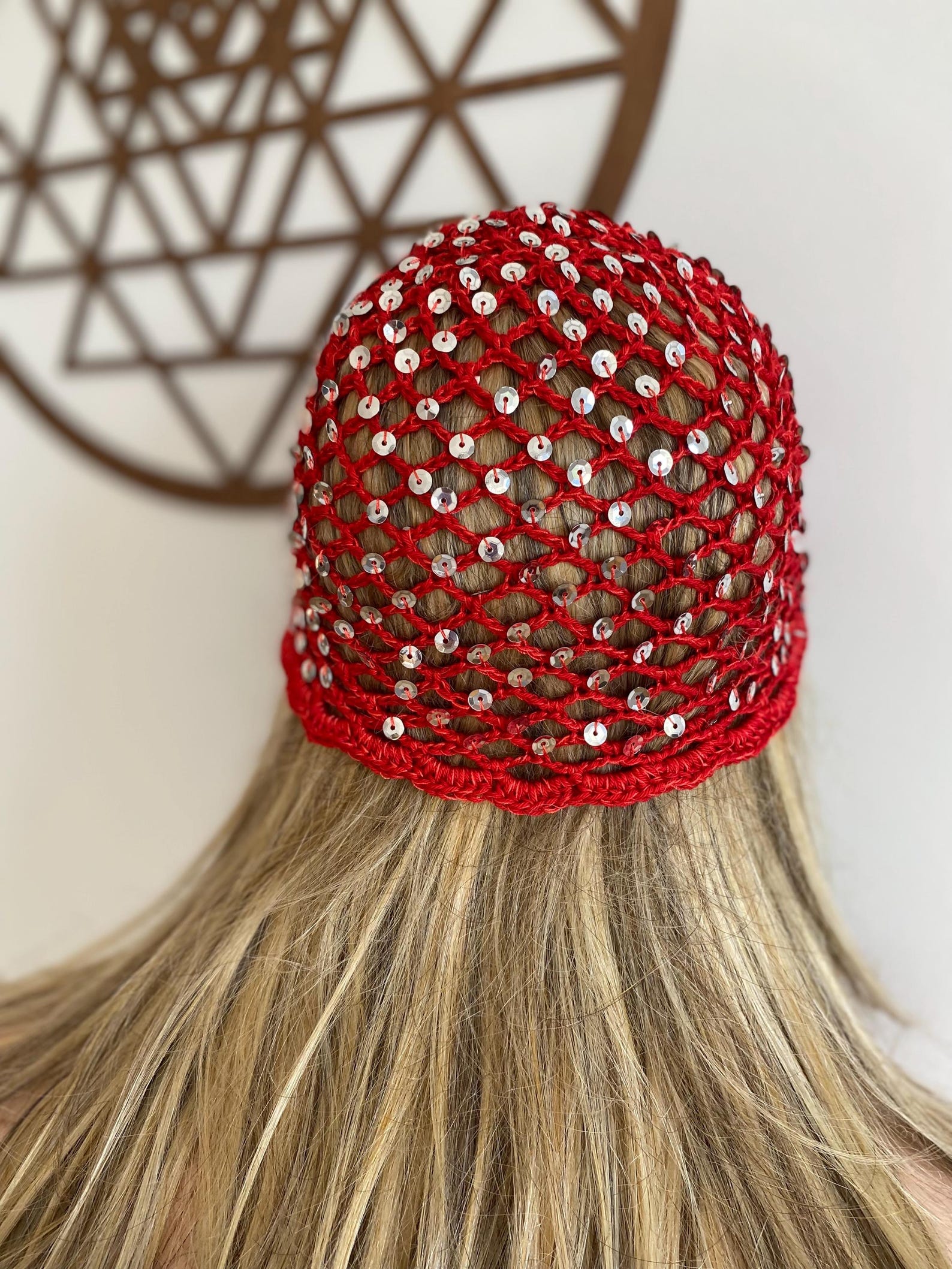 Crochet Red Mesh Hat: All Color Skull Cap, Netted Beanie, Handmade With ...