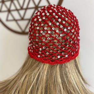 Crochet Red Mesh Hat, All Color Skull Cap, Netted Mesh Beanie, Handmade ...