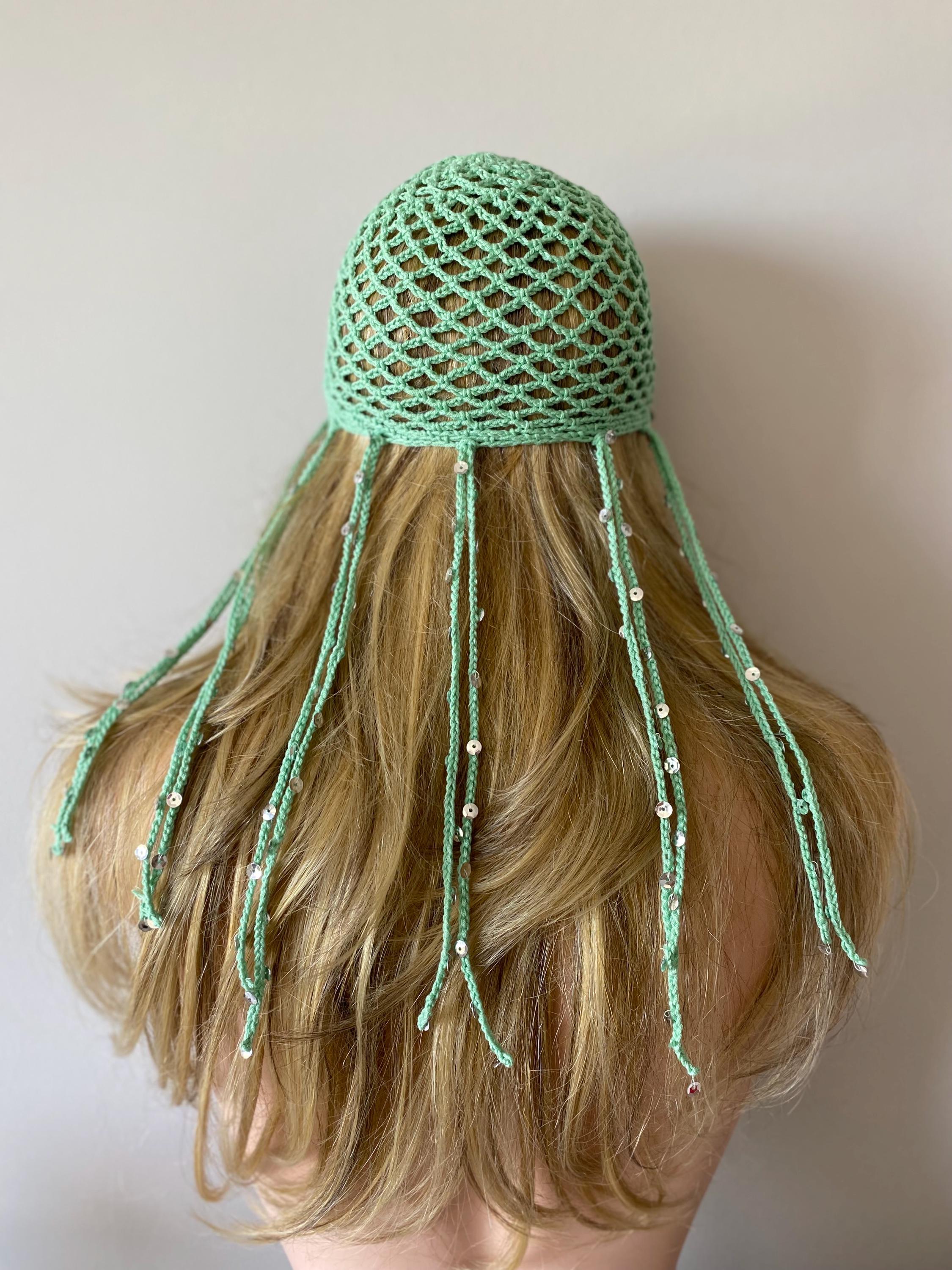 Mint Green Jelly Fish Mesh Hat: All Color Skull Cap, Netted Beanie ...