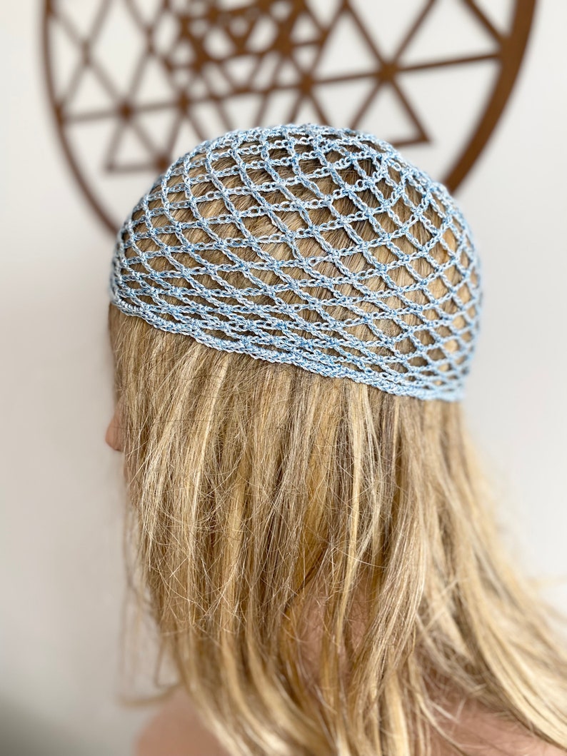 Crochet Blue Mesh Hat: Baby Blue Skull Cap, Netted Beanie, Handmade - Etsy