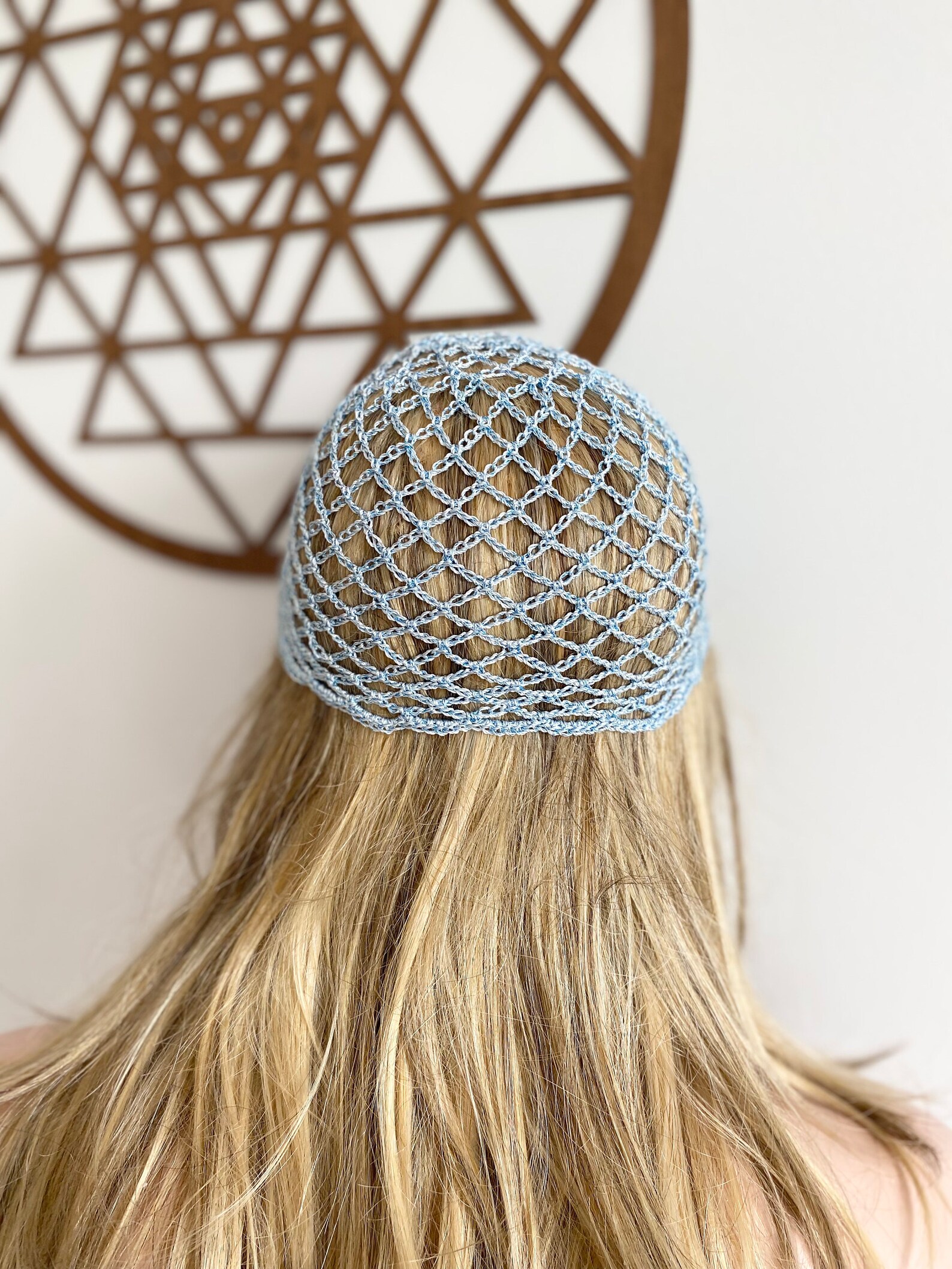 Crochet Blue Mesh Hat: Baby Blue Skull Cap, Netted Beanie, Handmade - Etsy