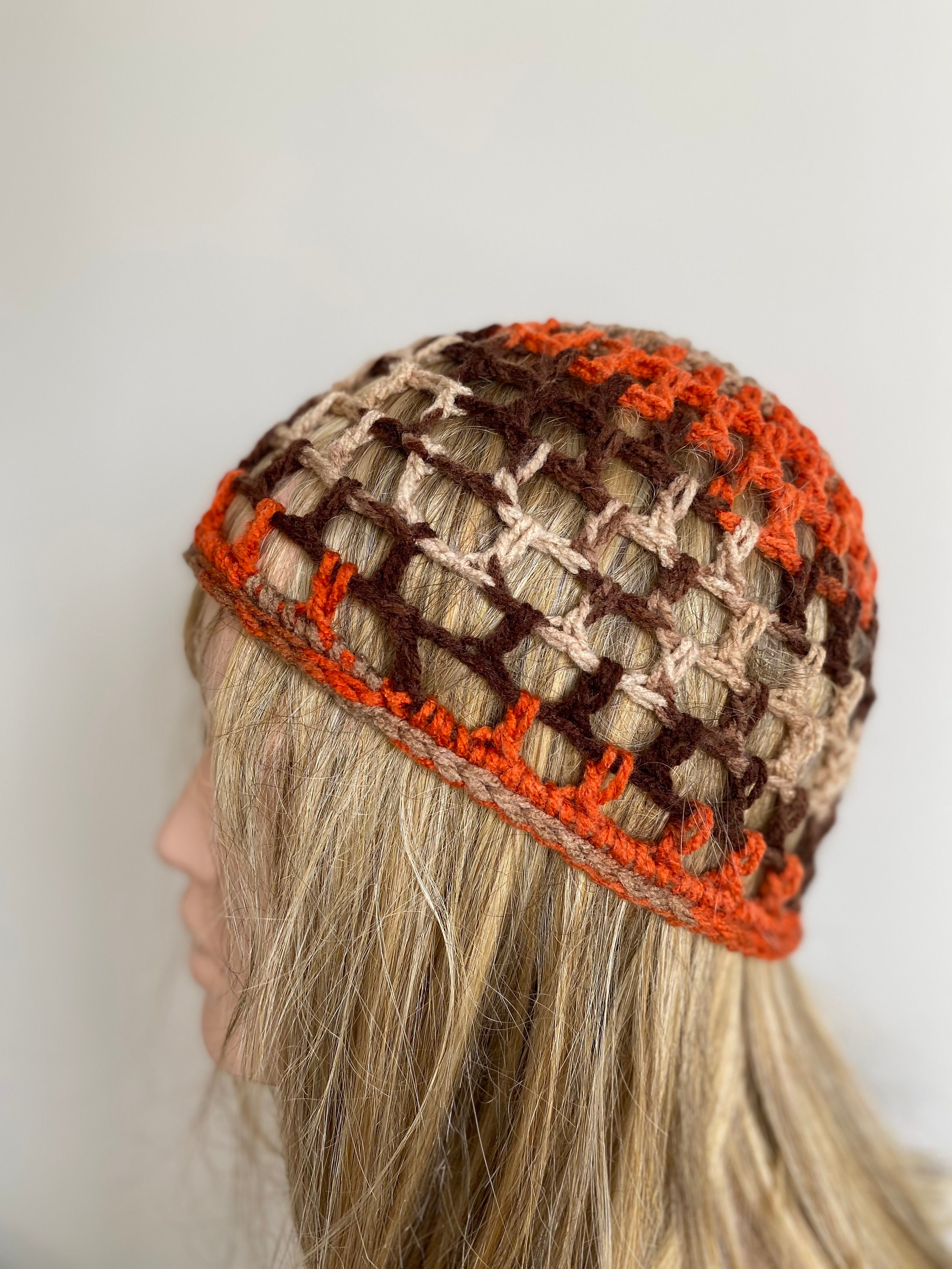 Crochet Ombre Mesh Hat, Colorful Skull Cap, Netted Mesh Beanie ...