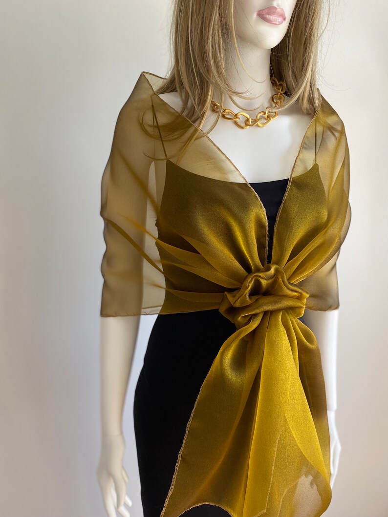 Gold Organze Evening Shawl, Gold Organze Shawl, Gold Sparkling Wrap ...