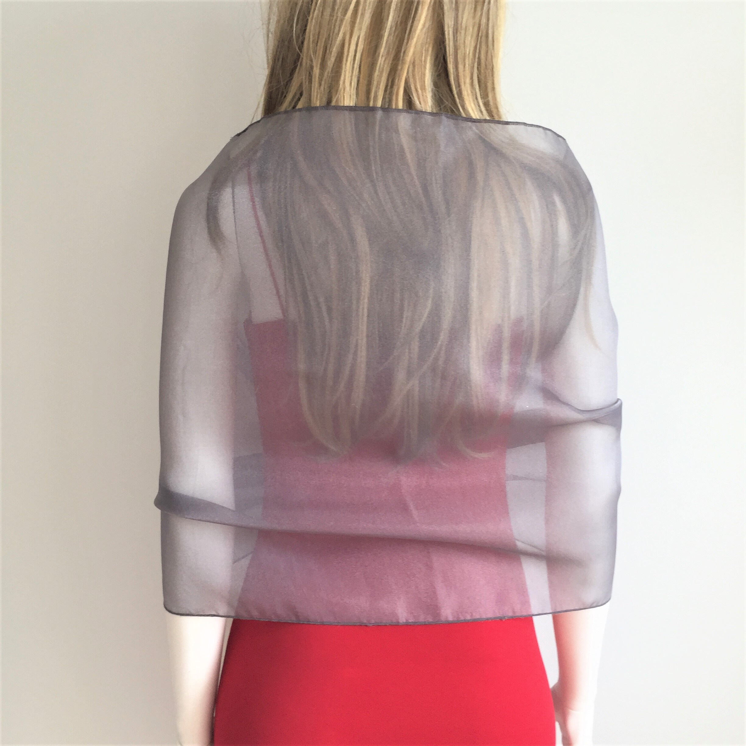 Gray Organze Tulle Evening Shawl, Shoulder Top, Gray Organze Shawl ...