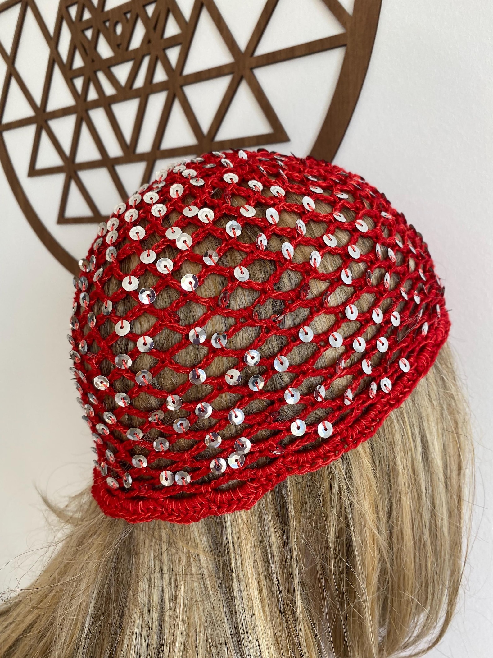 Crochet Red Mesh Hat, All Color Skull Cap, Netted Mesh Beanie, Handmade ...