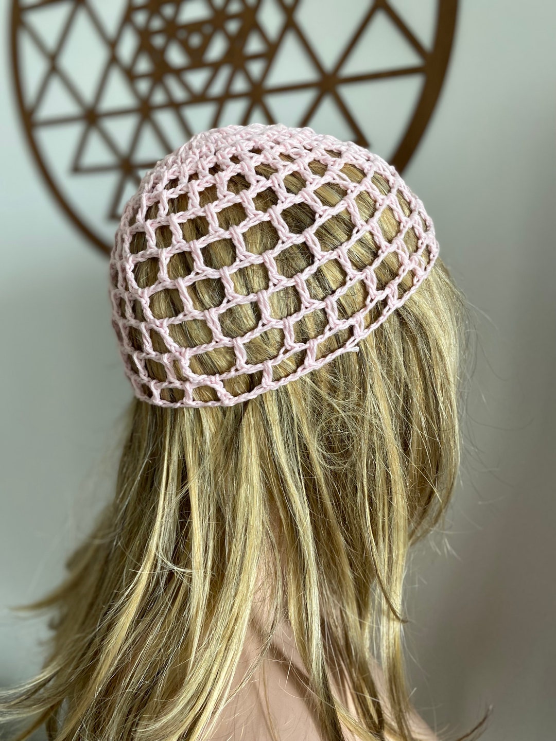 Pink Crochet Cotton Mesh Hat, All Color Skull Cap, Netted Mesh Beanie ...