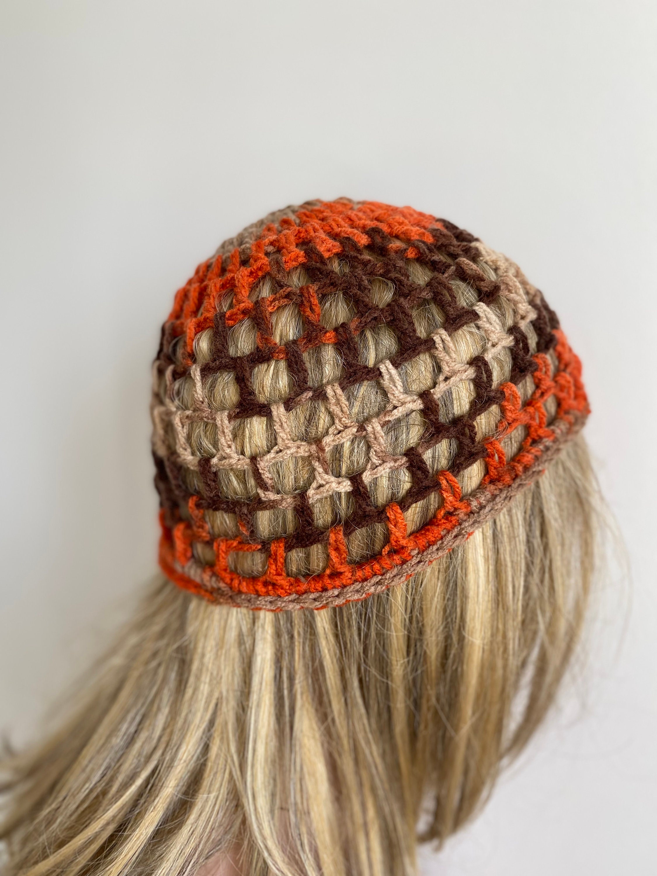 Crochet Ombre Mesh Hat, Colorful Skull Cap, Netted Mesh Beanie ...